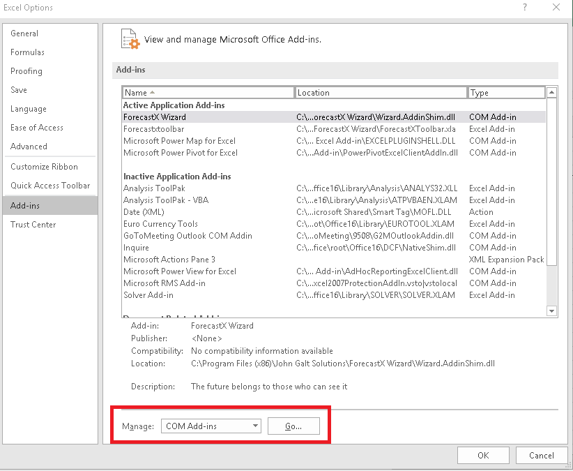 ForecastX Toolbar Is Not Displaying – John Galt Solutions
